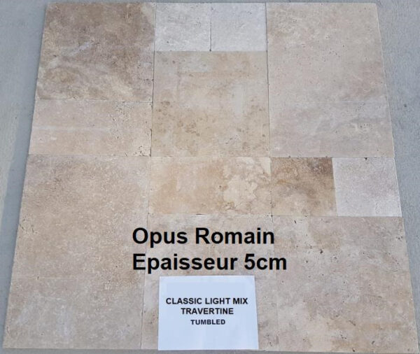 Travertin Classic Light Mix Nuancé Opus Romain, épaisseur 5cm – Prix au m² – FRANCEPIERRE
