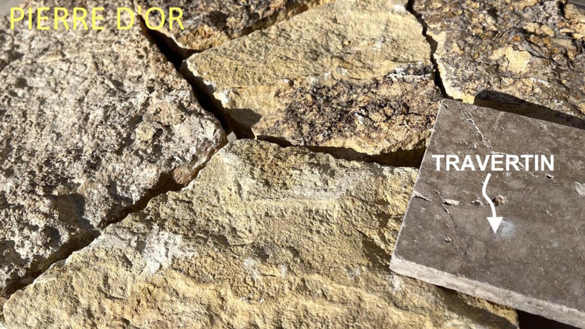 Bon plan – Parement Pierre d’Or, pierre naturelle dorée, épaisseur 2 à 3cm – Prix au m² ...